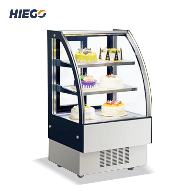 Cake Display Showcase Air Cooling For Supermarket Curved Glass Chiller ...