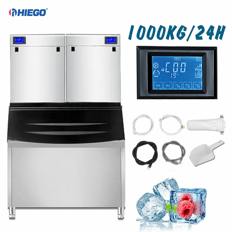 Timer Enabled Silver Automatic Ice Creator Medium Size 1000KG Per Day