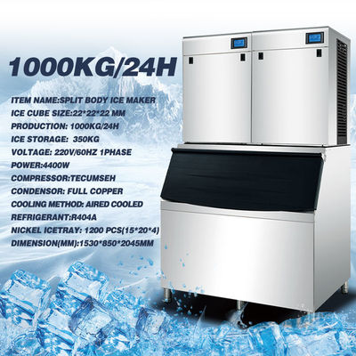 Stainless Steel 1000KG Cube Ice Machine 1000kg/24H Big Capacity Ice Maker